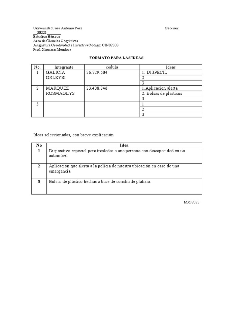 Formato - para - Las - Ideas - 2023-1 | PDF