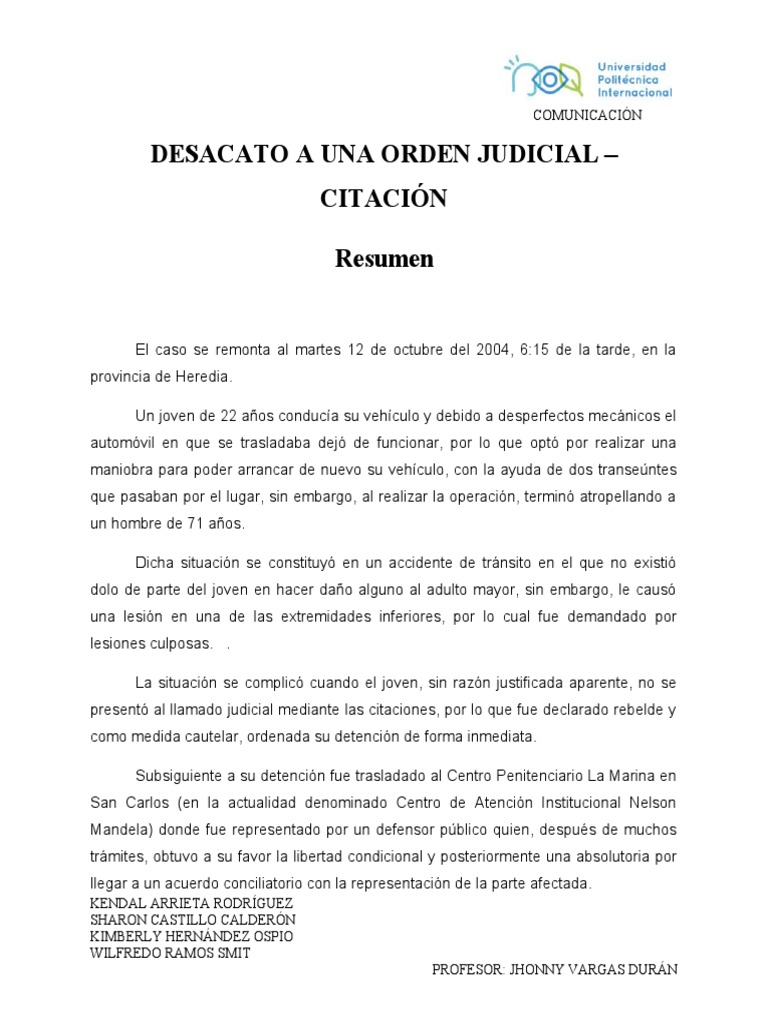 Desacato A Una Orden Judicial | PDF