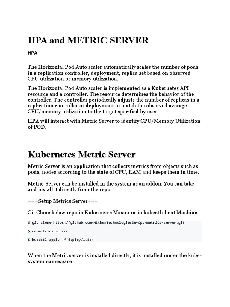 HPA and METRIC SERVER K8S | PDF | Software | System Software