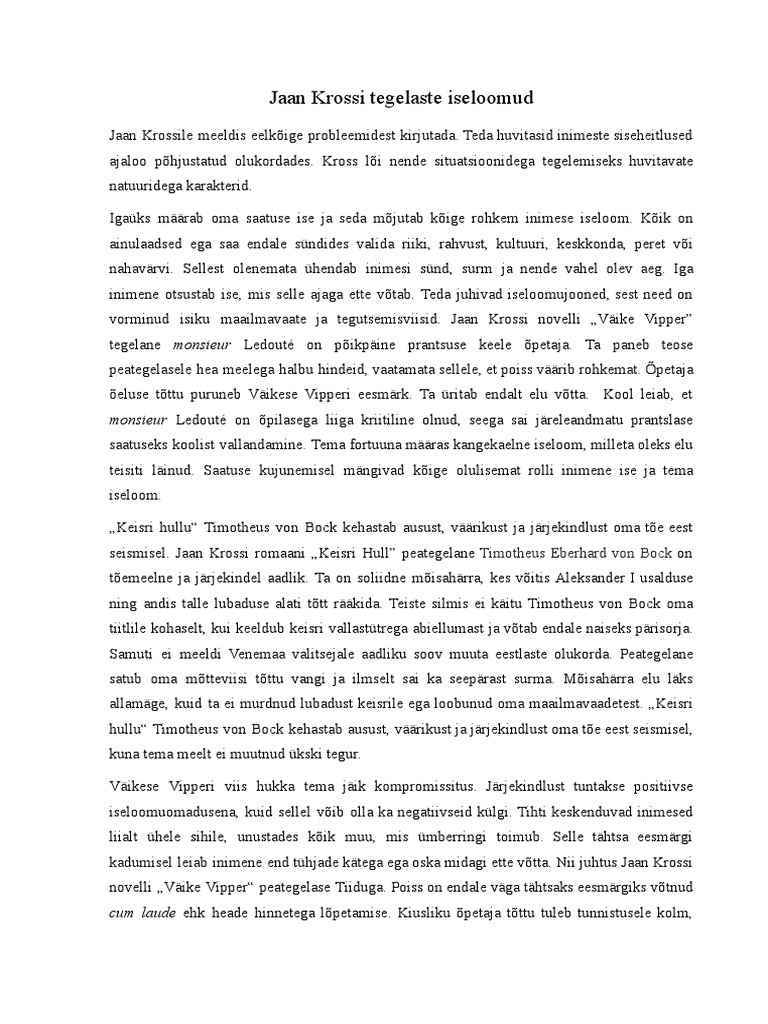 Jaan Krossi Teosed | PDF