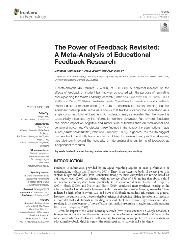 The Power of Feedback Revisited | PDF