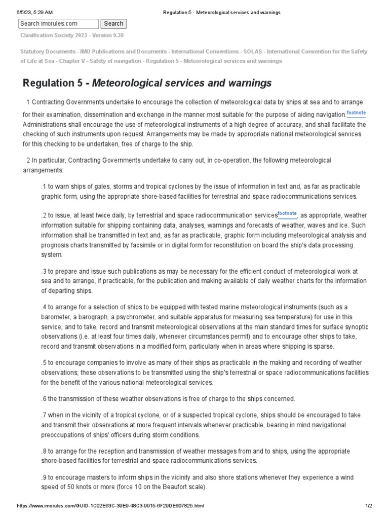 Regulation 5 - Meteorological Services and Warnings | PDF | Meteorology ...