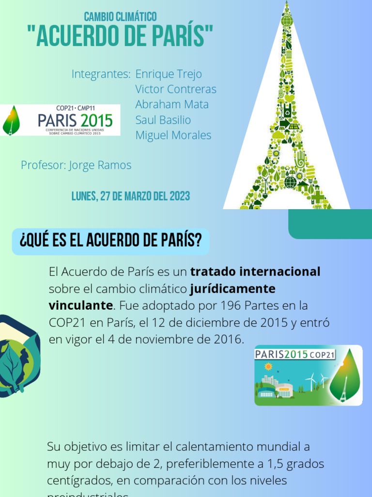 Acuerdo De París Presentación Cambio Climático Pdf Cambio