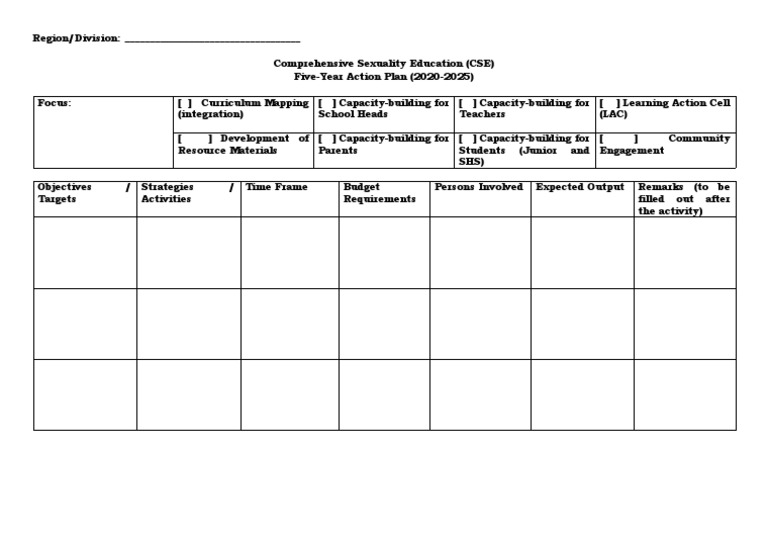 CSE Action Plan Template | PDF