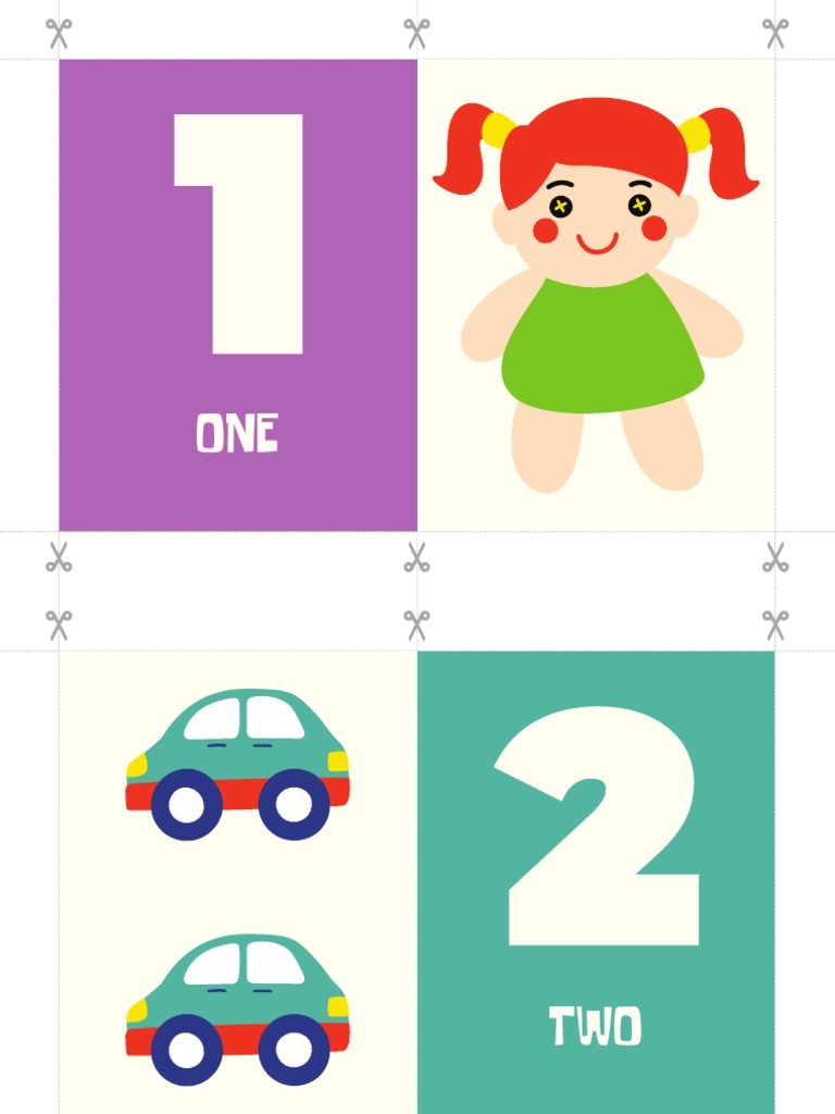 Colorful Numbers 1-9 Math Flashcards | PDF