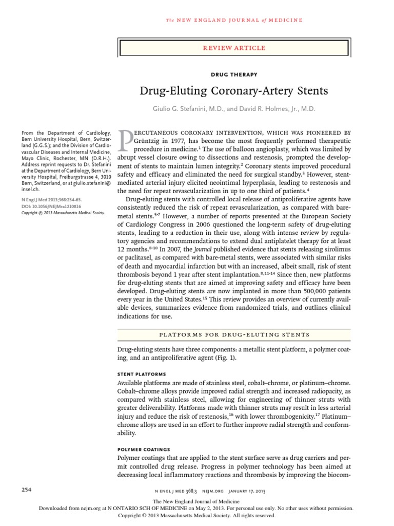 Drug-Eluting Coronary-Artery Stents | PDF