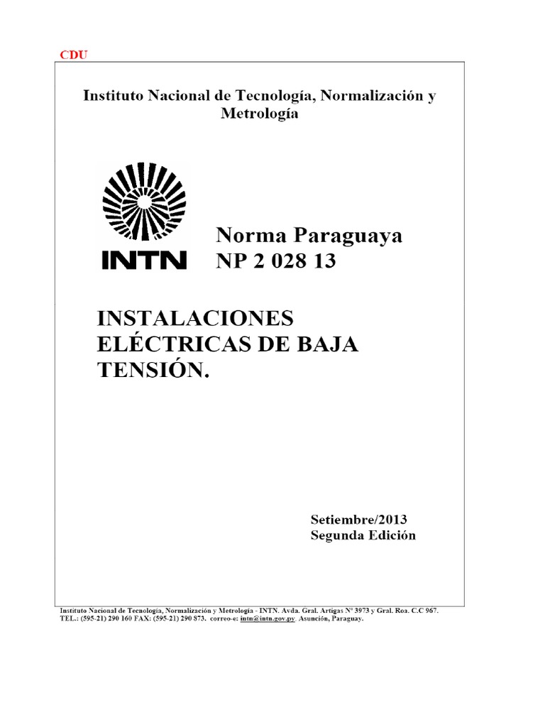 Norma Paraguaya NP 2 028 13 Instalaciones Eléctricas de | PDF