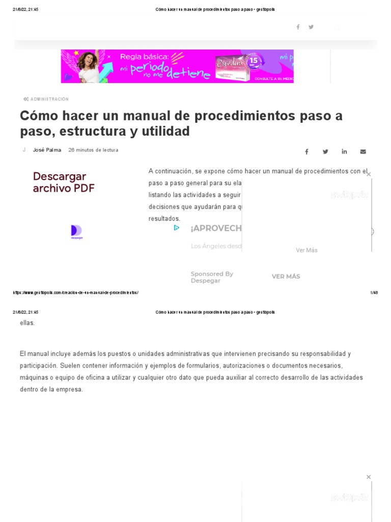 Cómo hacer un manual de procedimientos paso a paso • gestiopolis | PDF