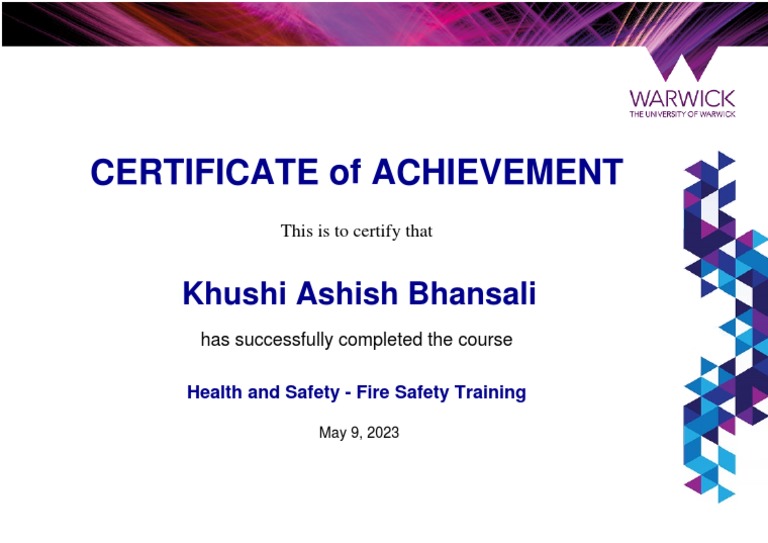 Fire Safety Training Certificate | PDF