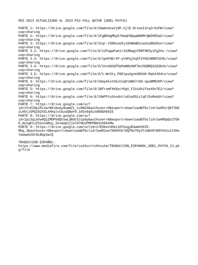 Pes 2013 Actualizado Al 2023 Doel Patch Full PS3 | PDF