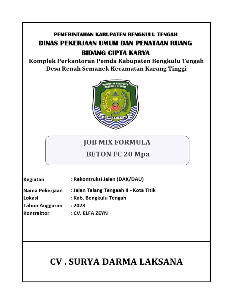JMF Beton FC 20 Talang Tengah Kota Titik | PDF