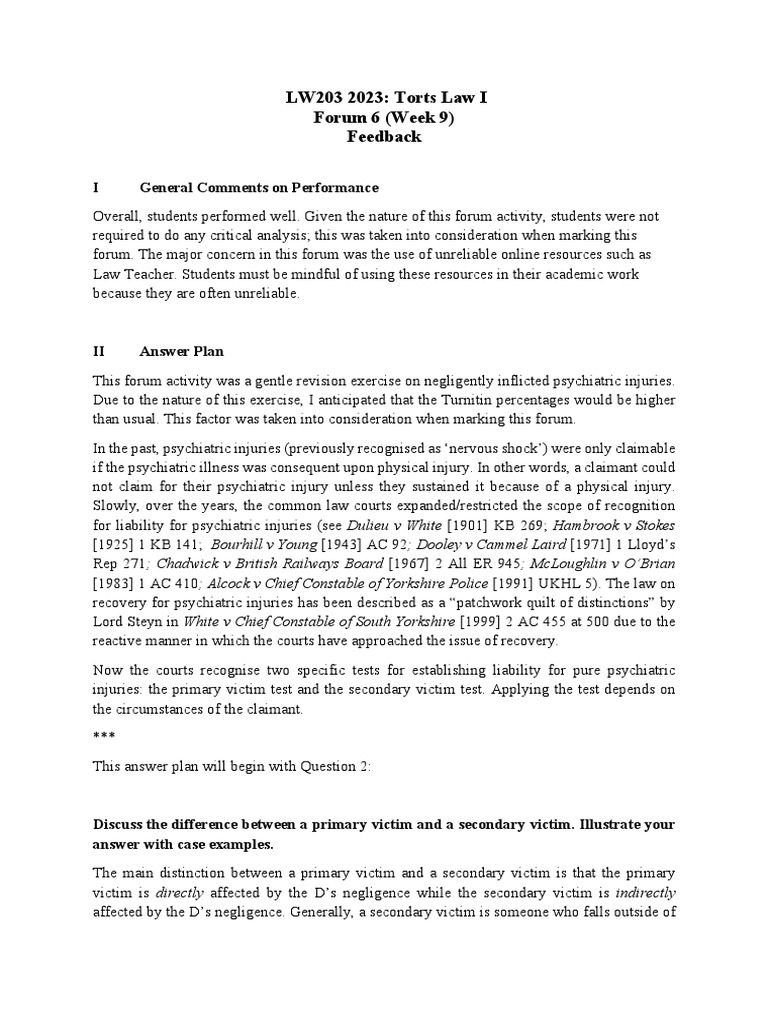 LW203 2023 - Forum 6 (Week 9) - Feedback | PDF