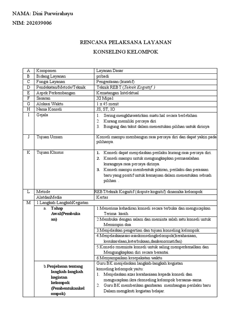 RPL Konseling Kelompok Rebt | PDF