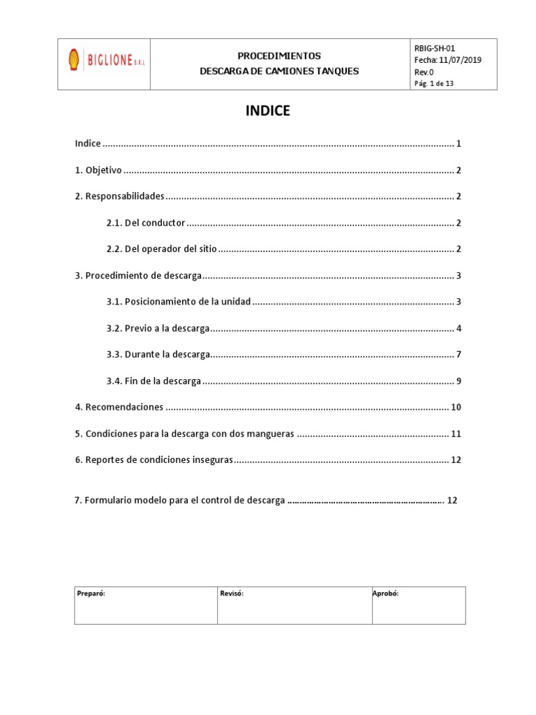 PBIG-HS-02 Procedimiento de Descarga de Camiones en ES | PDF | Camión ...