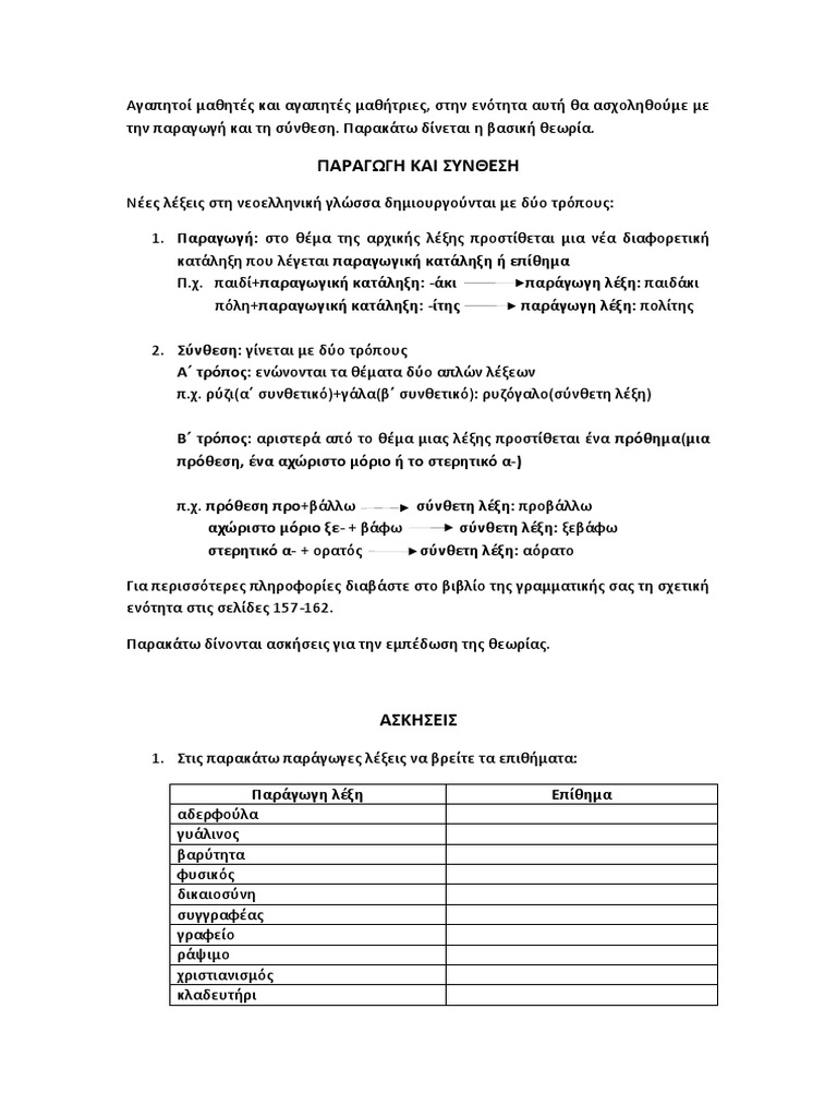 ΠΑΡΑΓΩΓΗ-ΚΑΙ-ΣΥΝΘΕΣΗ-ΑΣΚΗΣΕΙΣ | PDF