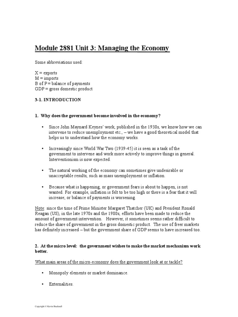 Unit 3 - Managing The Economy | PDF | Measures Of National Income And ...