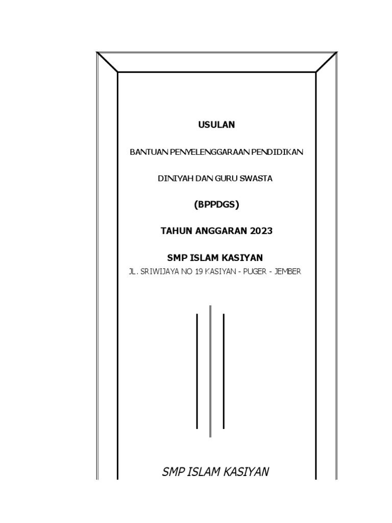Cover Usulan BPPDGS 2023 | PDF