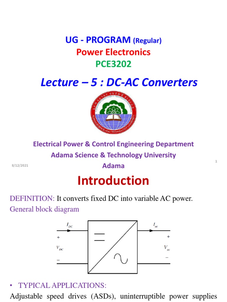 Lecture - 5: DC-AC Converters: Ug - Program | PDF | Power Inverter | Physical Quantities