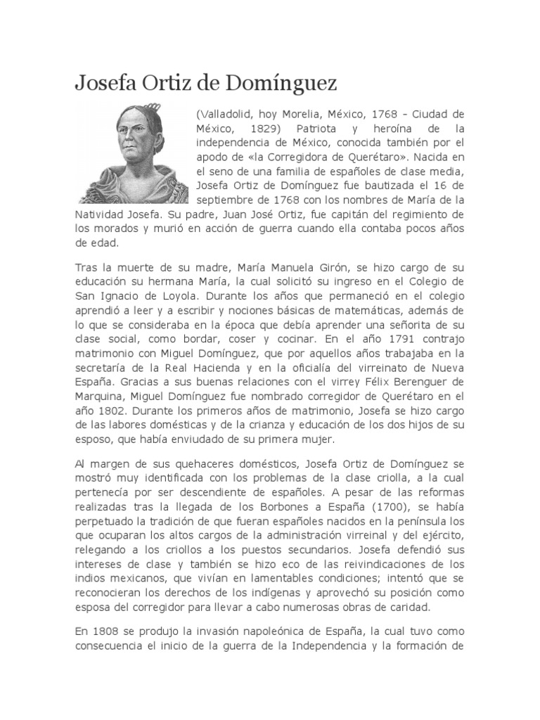 Josefa Ortiz de Domínguez: Heroína de México | PDF