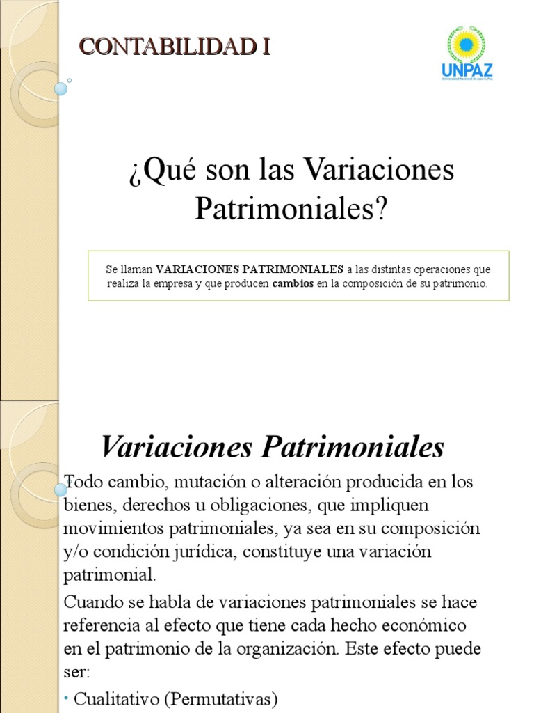 Variaciones Patrimoniales | PDF | Contabilidad | Valor neto