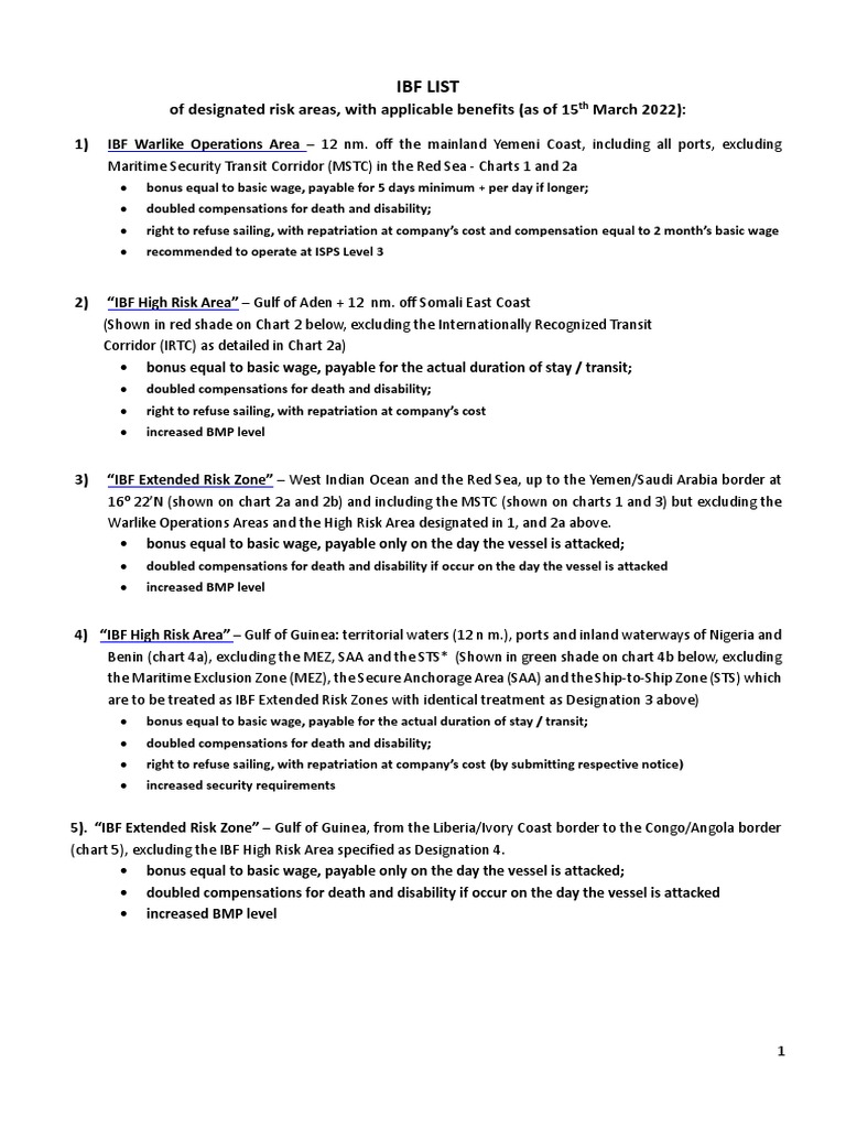 Ibf List of Designated Risk Areas 15 March 2022 | PDF