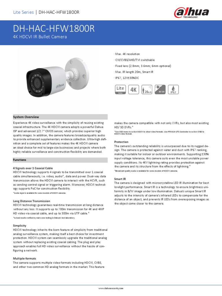 DH Hac Hfw1800r Datasheet | PDF