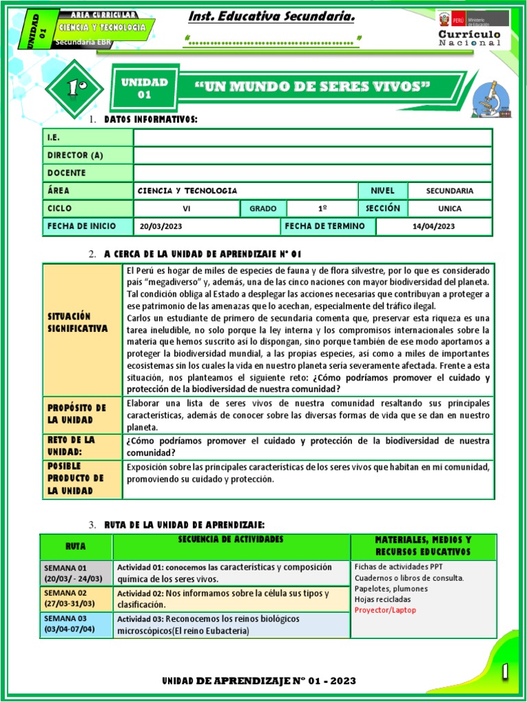 Cyt 1º Unidad 1 Cyt - 2022 | PDF