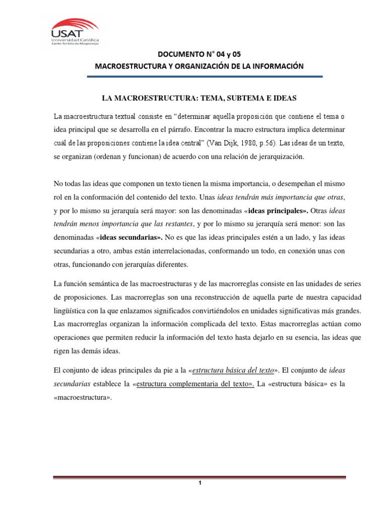 Módulo 4 y 5 Coherencia Textual-Macroestructura y Organización de La ...