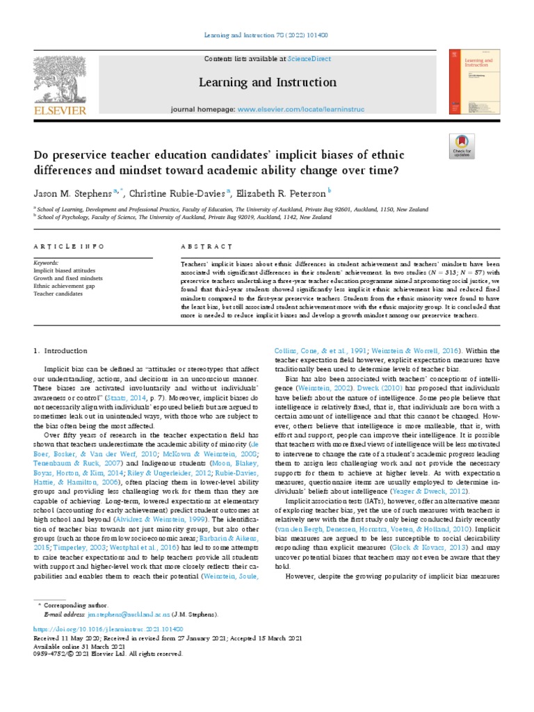 Do Preservice Teacher Education Candidates' Implicit Biases of Ethnic ... Do Preservice Teacher Education Candidates' Implicit Biases of Ethnic ...