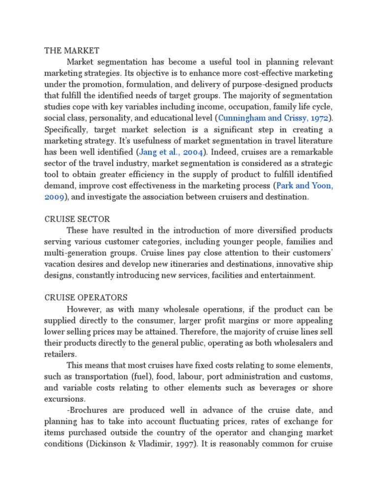 Selling Cruise Script Report | PDF | Marketing | Market Segmentation
