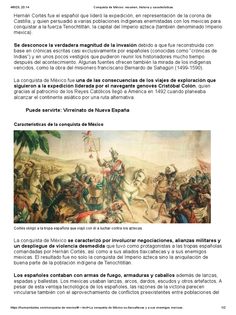 Conquista de México - Resumen, Historia y Características | PDF ...