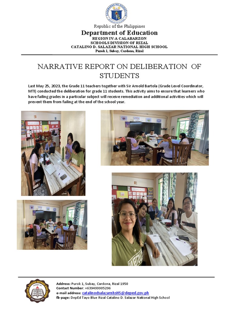 Narrative Report Deliberation | PDF