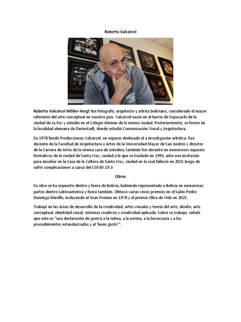 Roberto Valcárcel | PDF | Bolivia | Estética