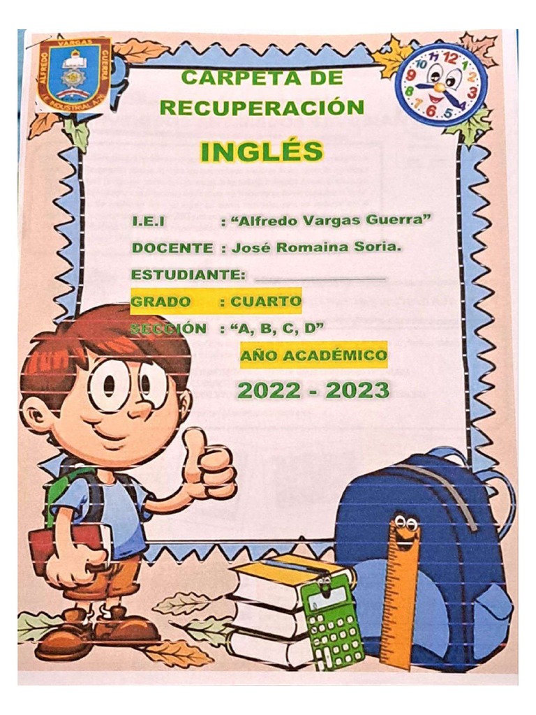 Ingles 4° Añocarpeta Recuper | PDF