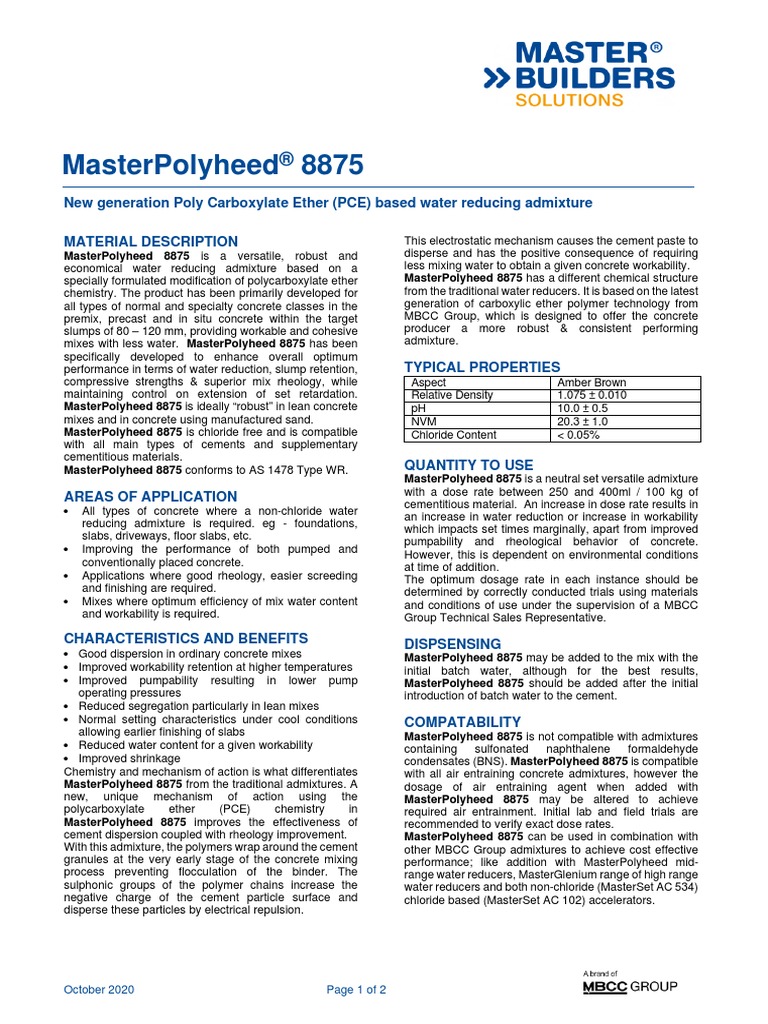 Masterpolyheed 8875 Tds | PDF