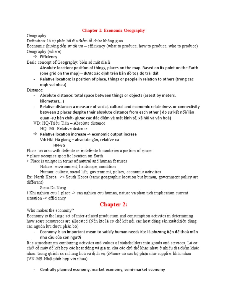 Economic Geography Notes | PDF