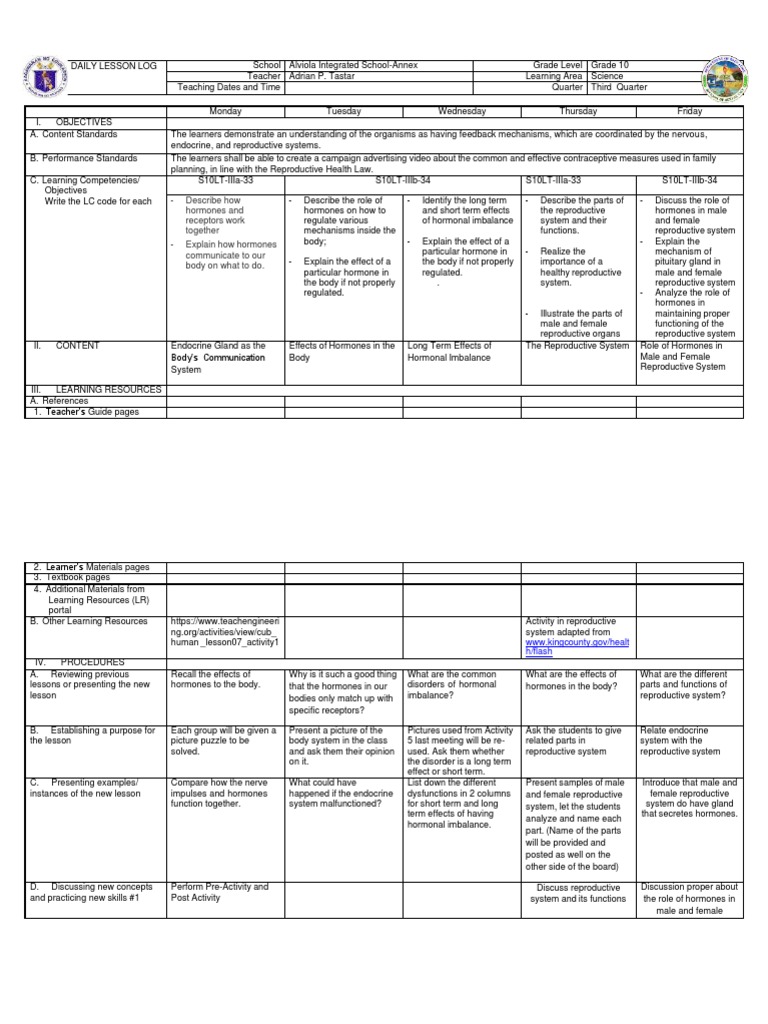 DLL Mod.1 Part 2 3rd QRTR g10 | PDF | Hormone | Endocrine System