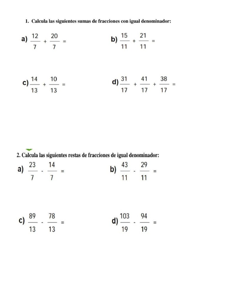 Suma y Resta de Facciones | PDF