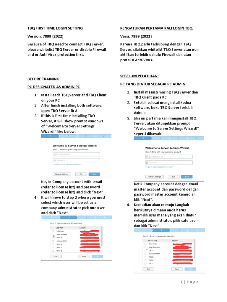 TBQC First Time Login Setting (2022) | PDF