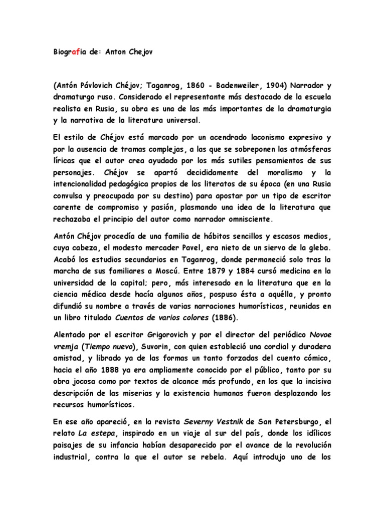 Biografía de Antón Chéjov | PDF | Anton Chekhov