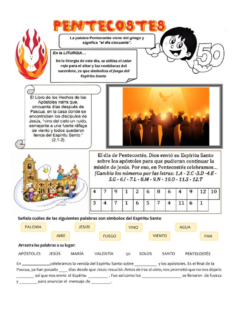PENTECOSTÉS-FICHA DE TRABAJO | PDF
