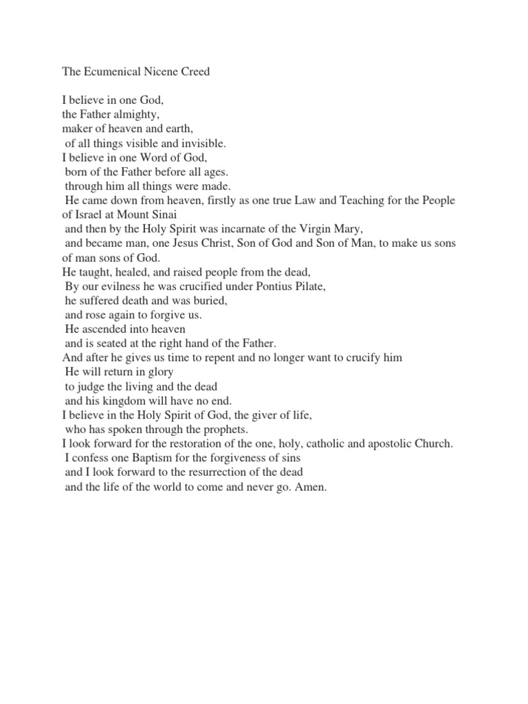 The Ecumenical Nicene Creed | PDF