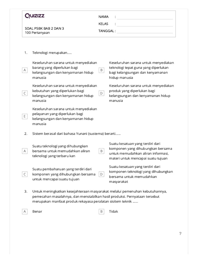 Soal p5bk Bab 2 Dan 3 | PDF | Bisnis | Seni