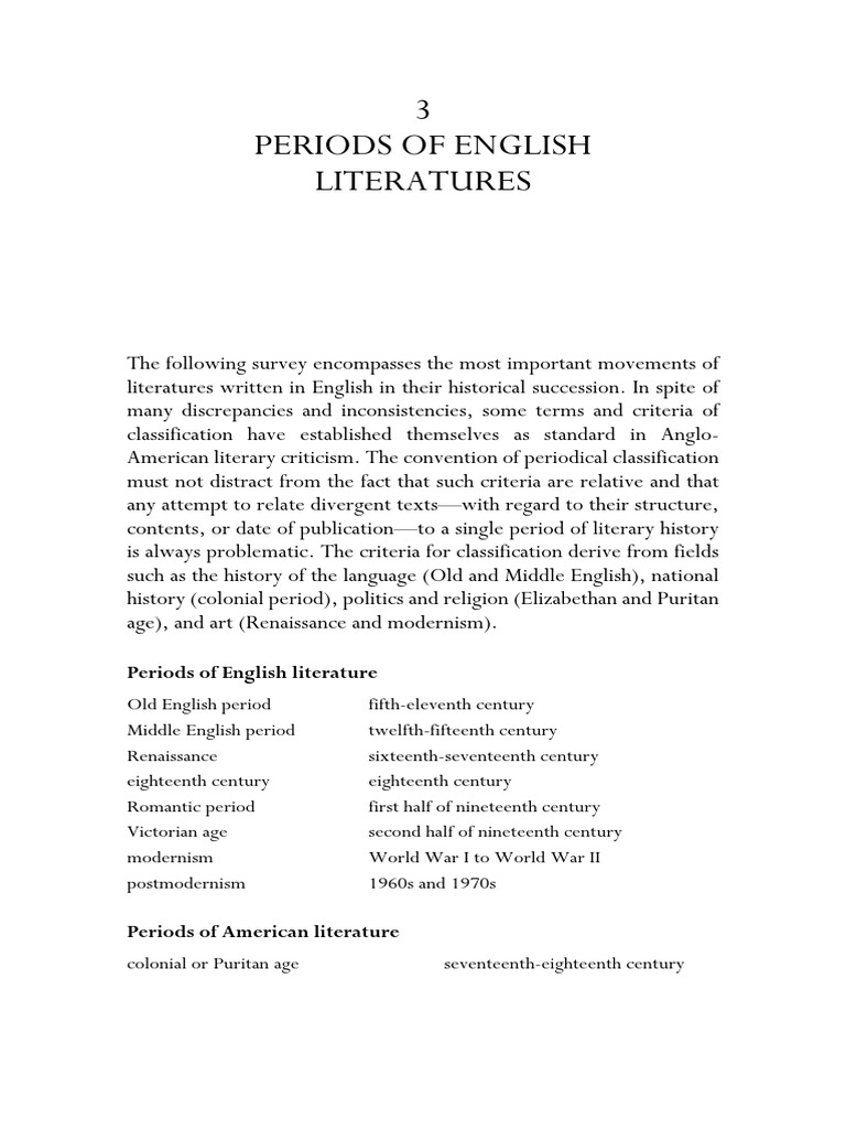 Periods of Eng Lit | PDF | English Literature | Romanticism