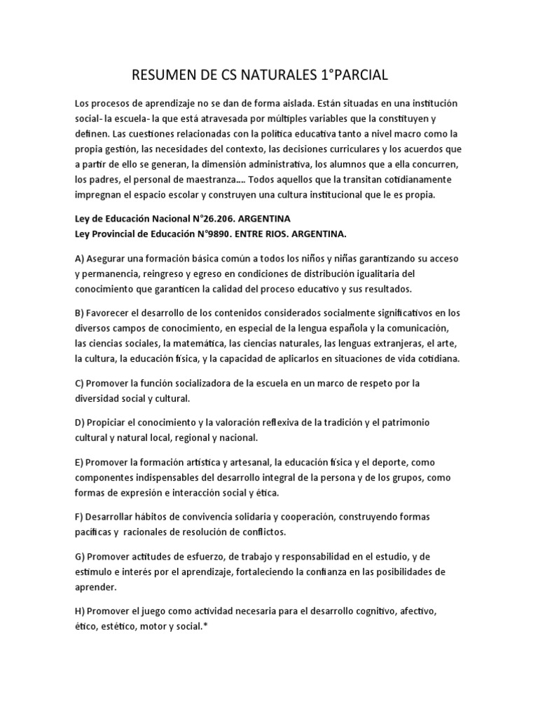 Resumen de CS Naturales 1 | PDF | Conocimiento | Enseñando