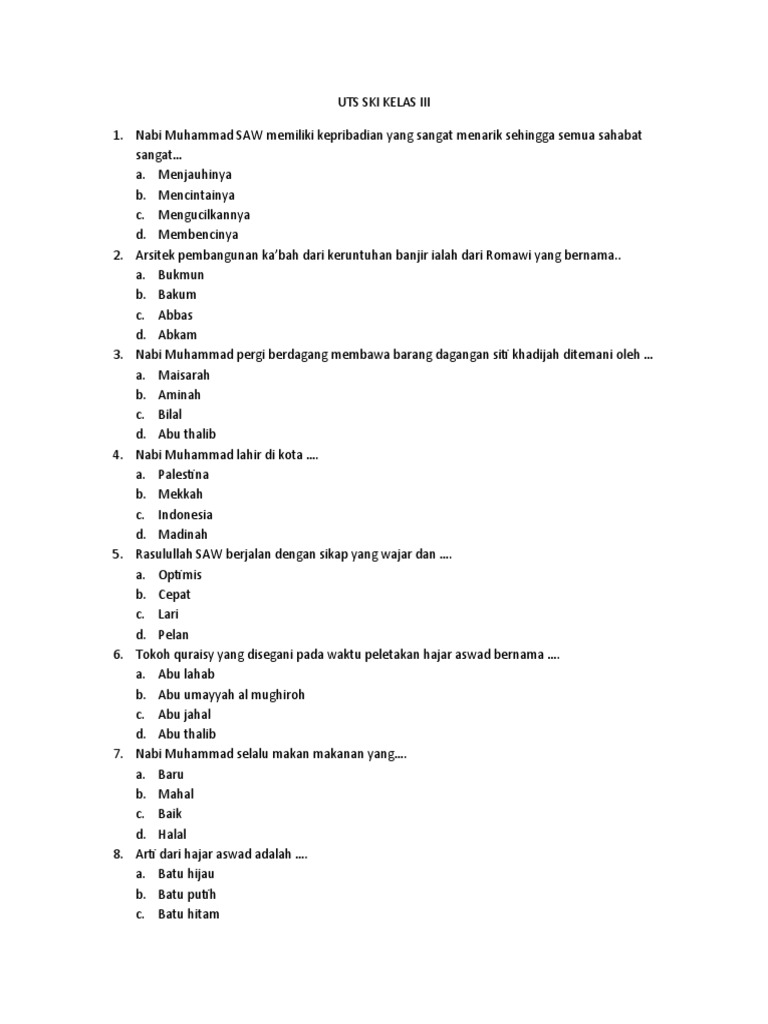 Uts Ski Kelas III | PDF