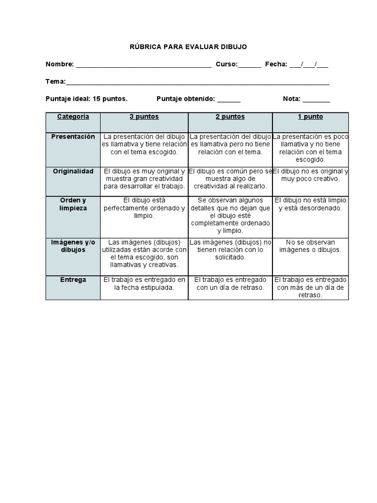 Rúbrica Dibujo | PDF