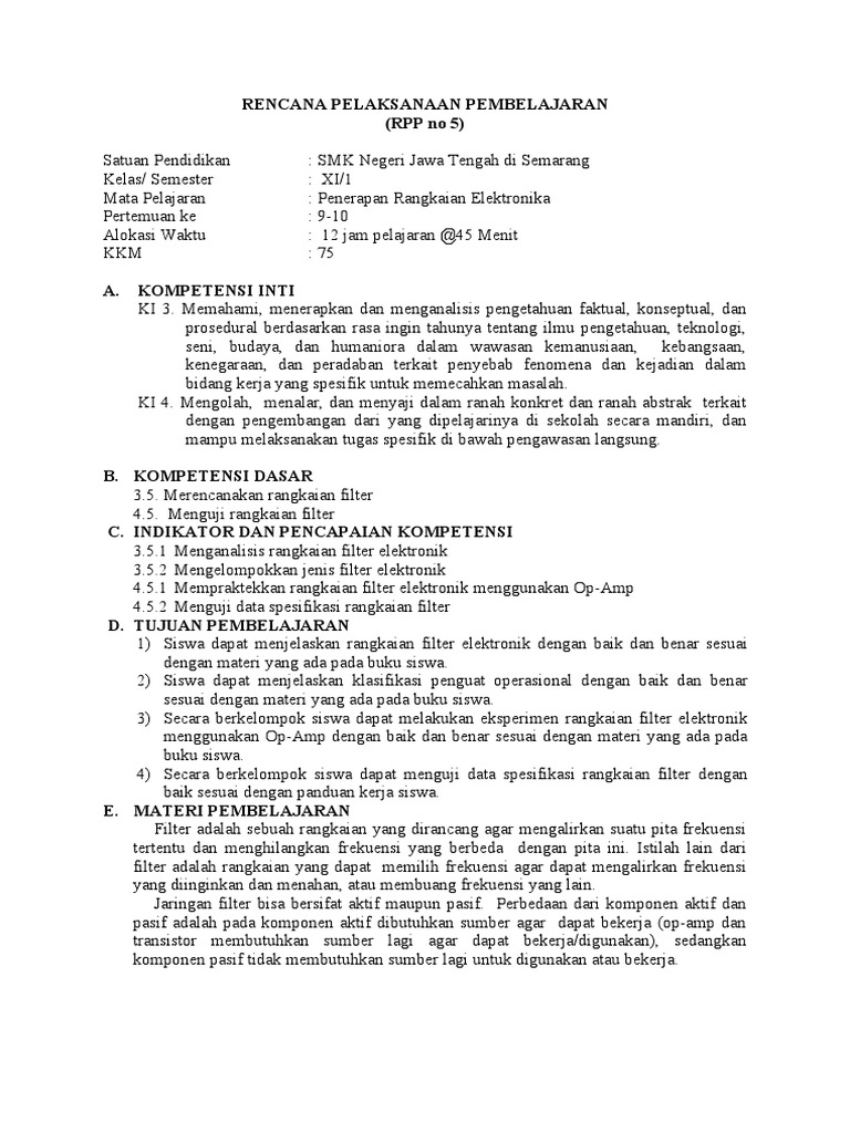 RPP No 5 (Pertemuan 9 Dan 10) | PDF | Karier & Perkembangan