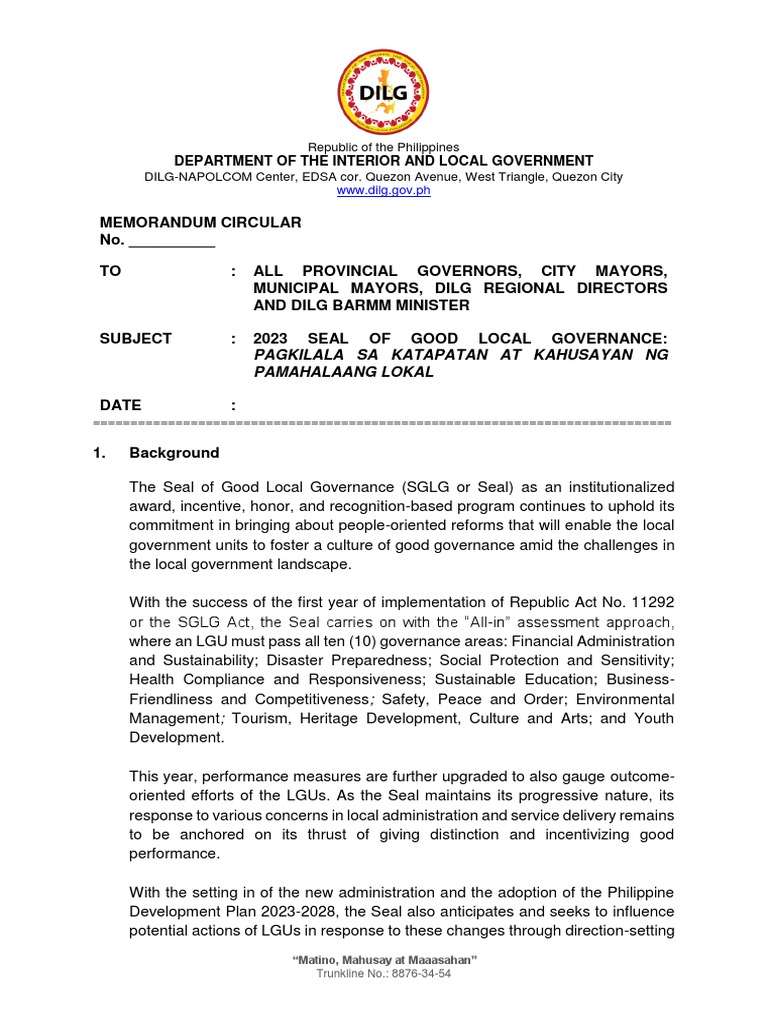 Dilg Memocircular 202339 C61a75dc8d | PDF | Governance | Non ...