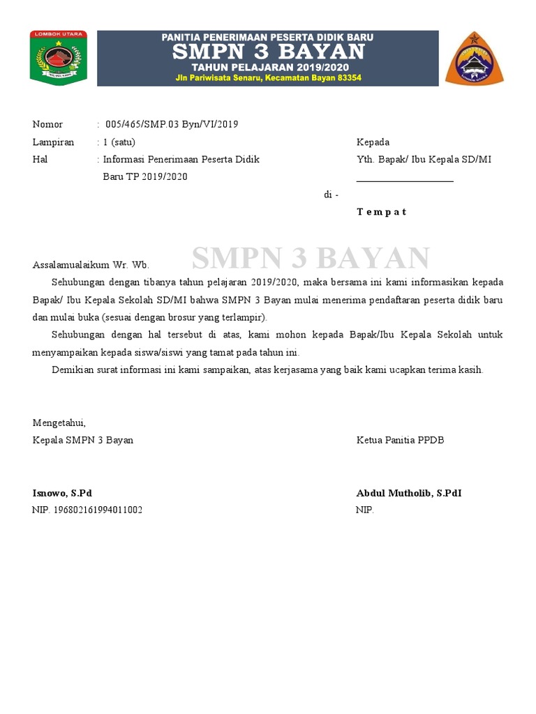 Surat Pengantar Brosur | PDF